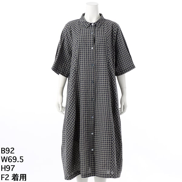 クインティ（QUINTY）/【大きいサイズレディース】ギンガムチェックシャツワンピース