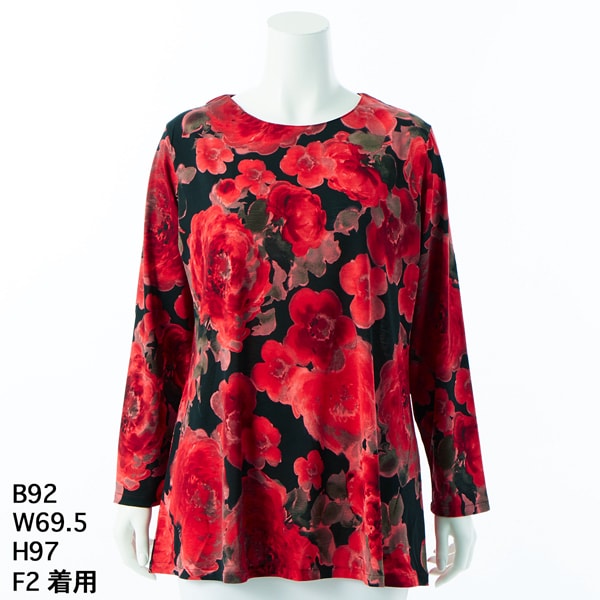 クインティ（QUINTY）/【大きいサイズレディース】花柄プリントエスパンディチュニック【日本製】