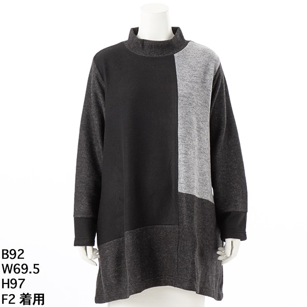 クインティ（QUINTY）/【大きいサイズレディース】配色起毛やわらかデザインチュニック