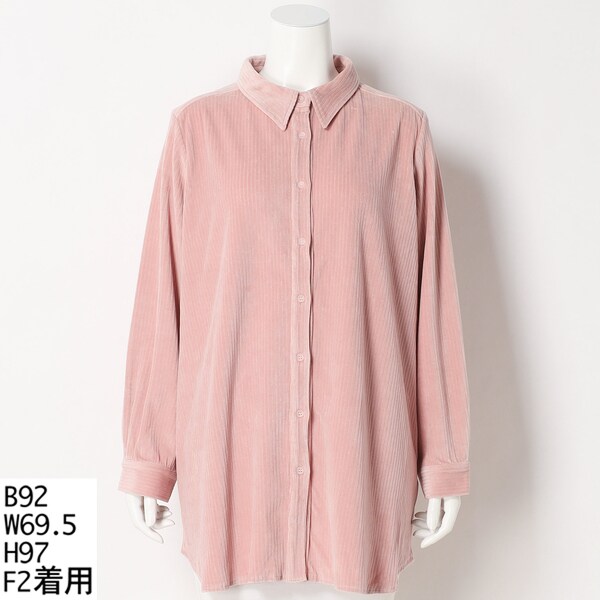 ターシャルビー（Tasha Ruby）/【大きいサイズ】ワイドリブコーデュロイロングシャツチュニック