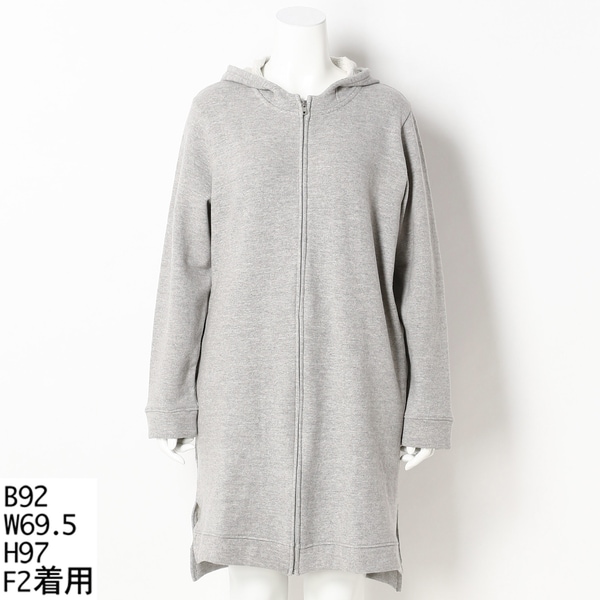 ターシャルビー（Tasha Ruby）/【大きいサイズレディース】ストレッチ裏毛ロングパーカー【日本製】