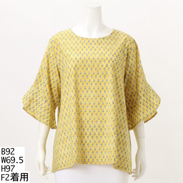 ターシャルビー/【大きいサイズレディース】プロヴァンス風プリントフレアスリーブプルオーバーブラウス【日本製】