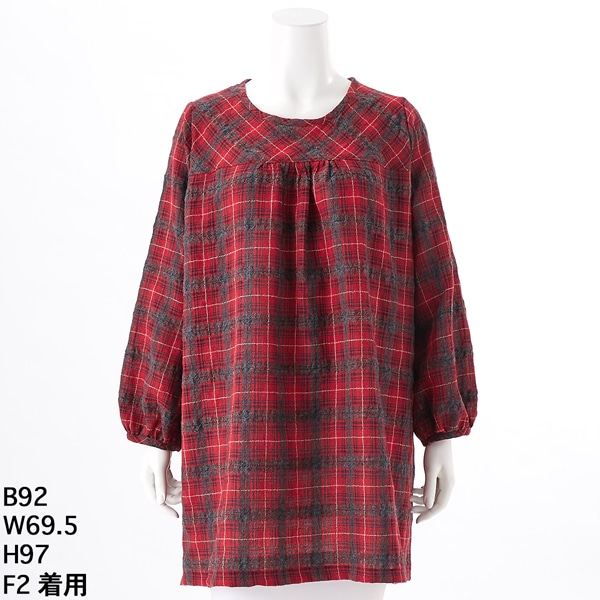 ターシャルビー（Tasha Ruby）/【大きいサイズレディース】ウールタータンチェックチュニック【日本製】