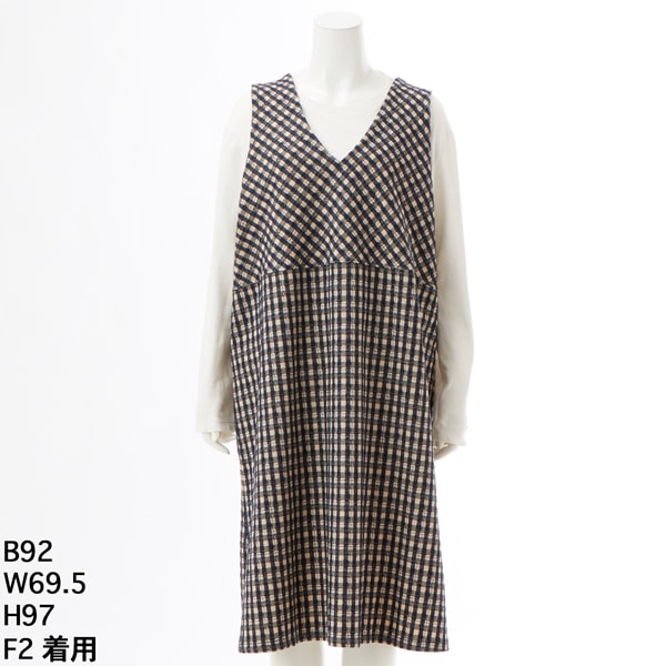 ターシャルビー（Tasha Ruby）/【大きいサイズレディース】ラメチェック２WAYジャンパースカート【日本製】