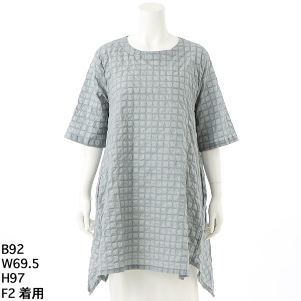 ターシャルビー（Tasha Ruby）/【大きいサイズレディース】軽くて涼しい、塩縮ワッフル綿100％変形デザインチュニック 【日本製】