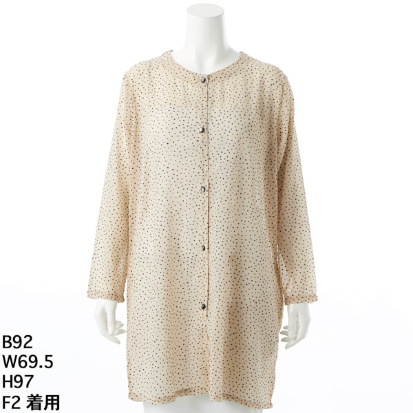 ターシャルビー（Tasha Ruby）/【大きいサイズレディース】フロッキードットプリントシフォンロングカーディガン【日本製】