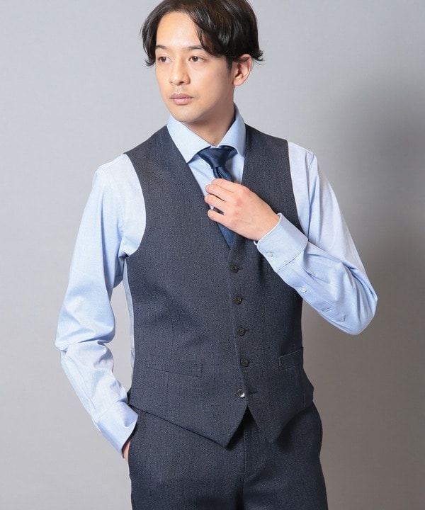 クラウデッドクローゼット（CROWDED CLOSET）/TRメランジ変形バーズアイストレッチベスト（スリーピース対応）