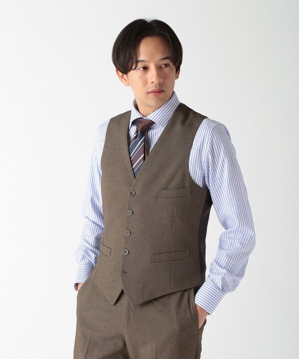 クラウデッドクローゼット（CROWDED CLOSET）/LANATECピンヘッド調ツイルベスト（スリーピース対応）