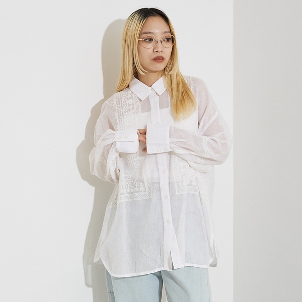 ノミネ（NOMINE）/【WEB限定】コットネット 刺繍シャツ