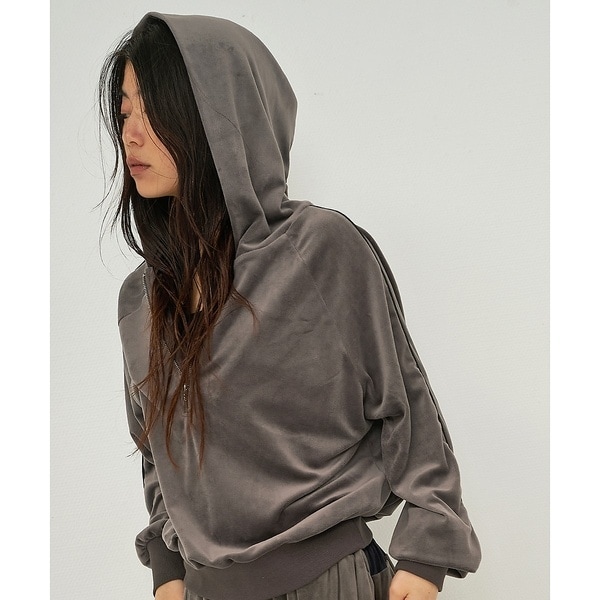 ノミネ（NOMINE）/【セットアップ】ベロアハーフジップ フーディー パーカー