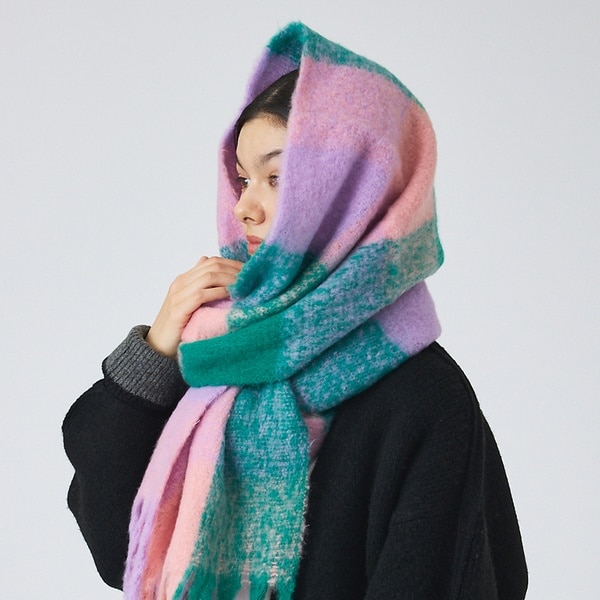 ノミネ（NOMINE）/【bell cote】大判 チェック シャギーマフラー/ストール