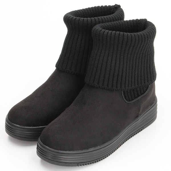 ムーム（MOOM）/サイドリブニットインヒールショートブーツ