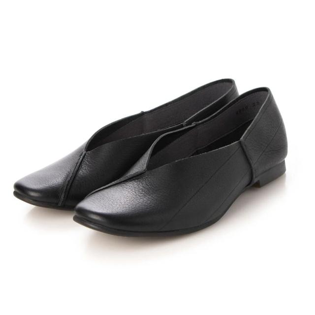 クリー（Creer）/Vカットラインレザーフラットシューズ