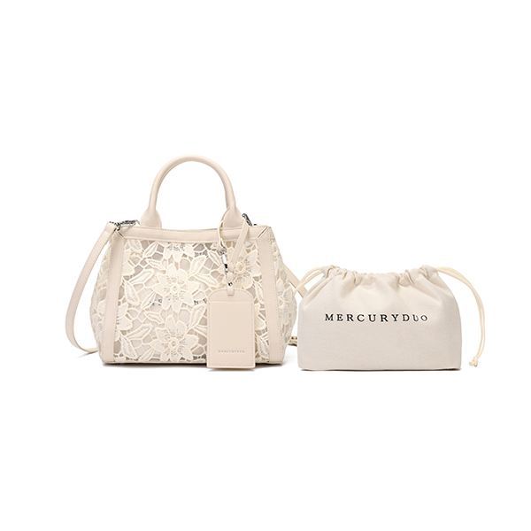 マーキュリーデュオ（MERCURYDUO ）/ロゴ巾着&カードケース付 軽量エンブロイダリーレース 2WAYトートバッグ
