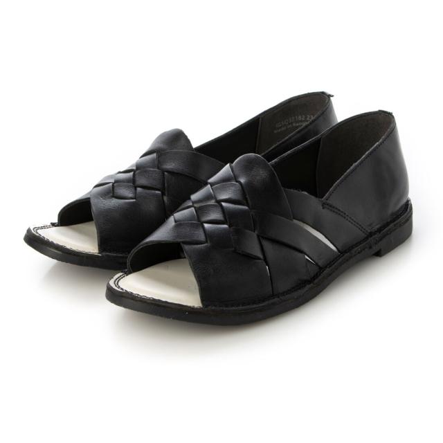 イング（シューズ）/【サスティナブルシリーズ】編み込みデザインオープントゥシューズ