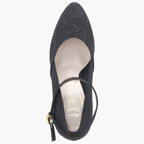 メタルルージュ（Metal Rouge）/ラメレースコンビネックベルトパンプス