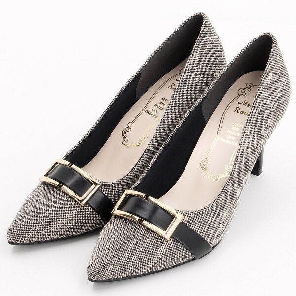 メタルルージュ（l Rouge）/ポインテッドトゥゴールドバックルヒールパンプス