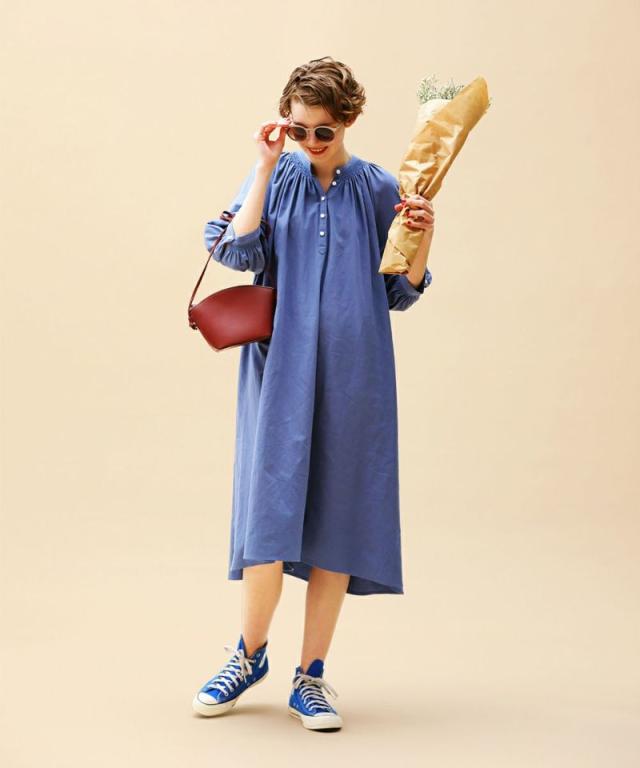 クープ　ル　クール（COUPE LE COEUR）/シャーリングスモックワンピース【洗える】