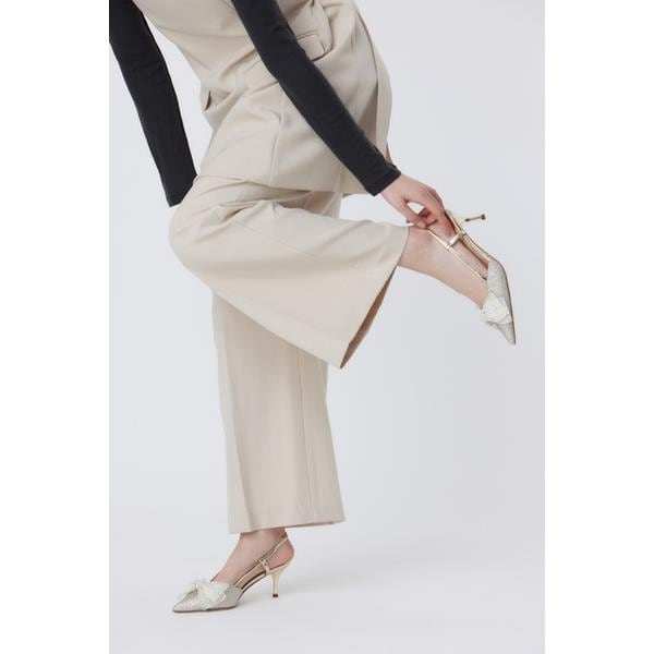 スタッカート（STACCATO）/グリッターメッシュリボンパンプス