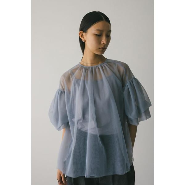 スタイルミキサー（STYLEMIXER）/ギャザースリーブチュールトップ