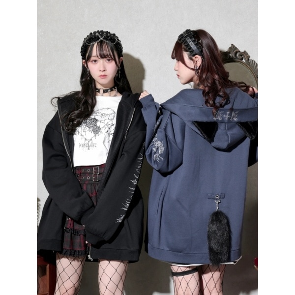 ノエミー（NOEMIE）/ねこ耳ファーしっぽ付き裏起毛ジップパーカー