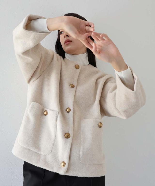 ジェーバイブルー（J by blue）/金ボタンウールシャギーコート