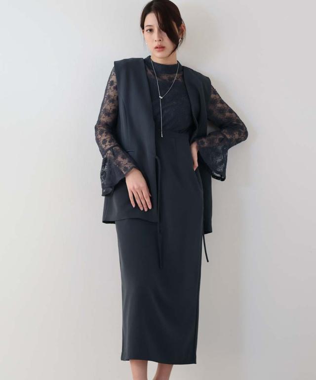 ジェーバイブルー（J by blue）/レースドッキングワンピース・ジレセットアップ