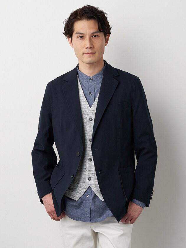 エレメント オブ シンプルライフ/シアサッカーシャドーチェックジャケット