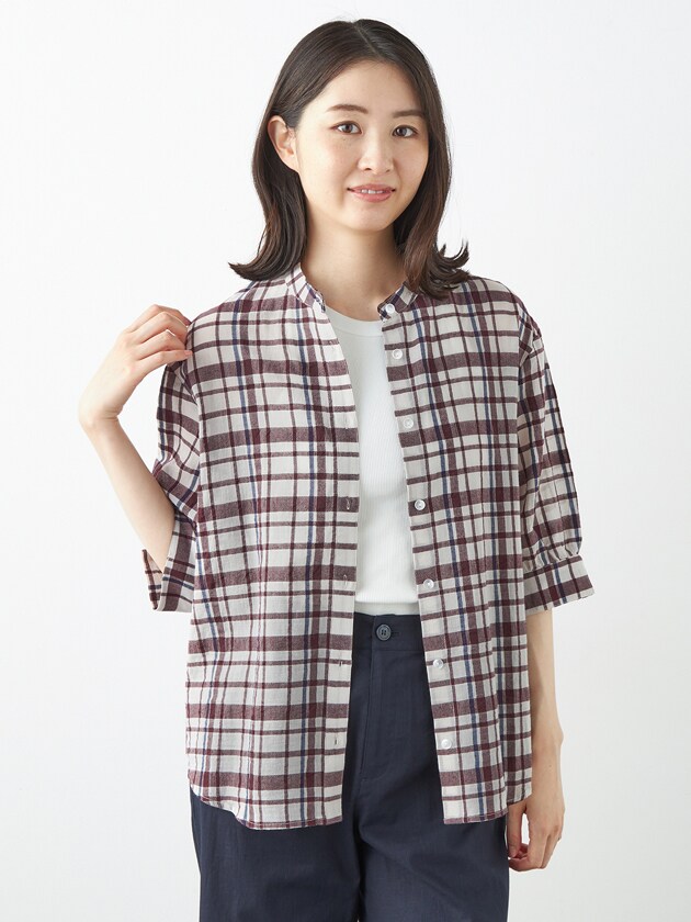 エレメント オブ シンプルライフ（element of SIMPLE LIFE）/コットンチェックブラウス