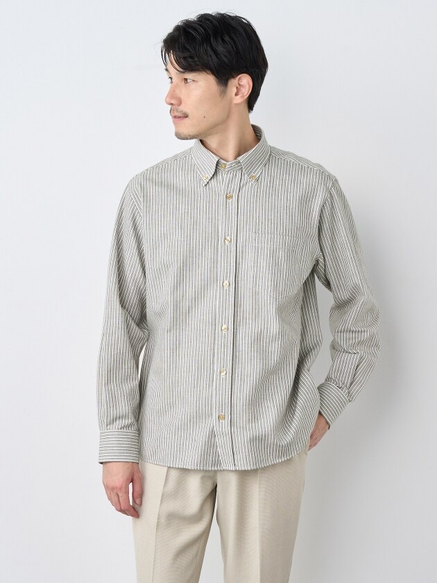 【NEW】エレメント オブ シンプルライフ（element of SIMPLE LIFE）/椿ウールオルタネートストライプ長袖シャツ