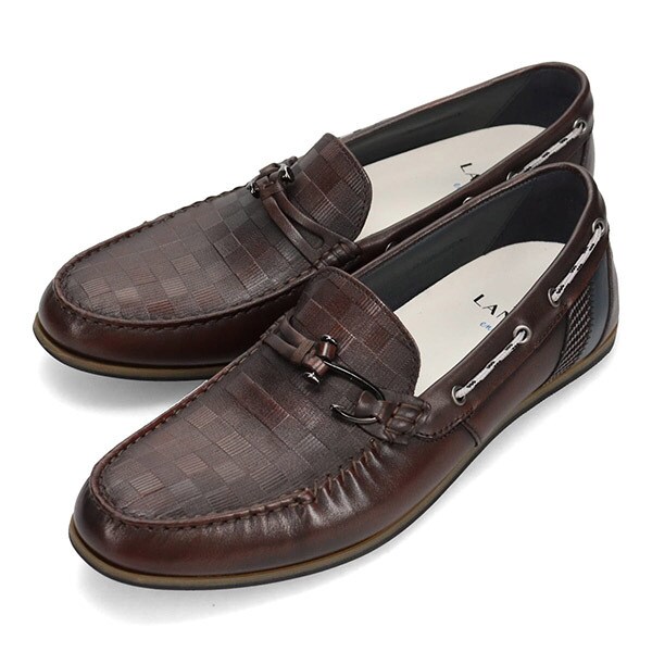 ランバン オン ブルー（LANVIN en Bleu）/ブロックチェックエンボスレザー ドライビングシューズ