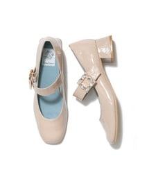 エマフランシス（Emma Francis）/ラウンドトゥ 4cmヒール ビジューベルト パンプス