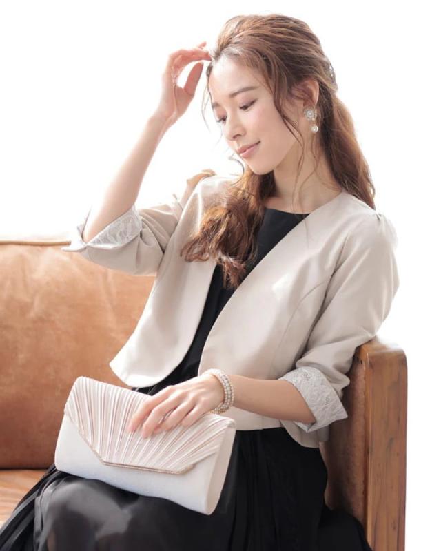 プレフェリール（PREFERIR）/裏レース ペプラム パーティ ショート丈 ジャケット