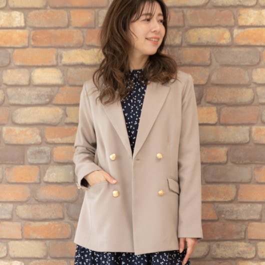 プレフェリール（PREFERIR）/テーラード 金ボタン ダブル ジャケット