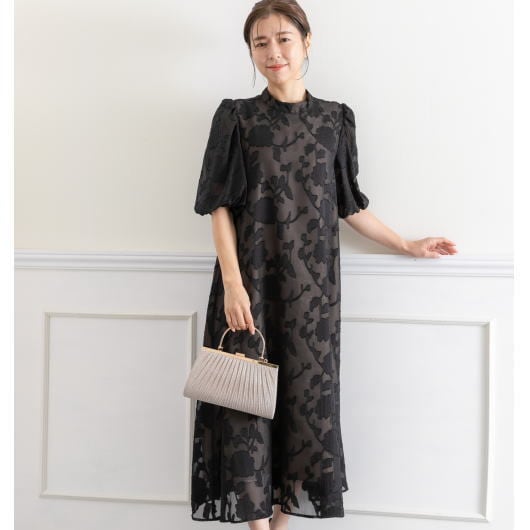 プレフェリール（PREFERIR）/バルーンスリーブAラインワンピース　ドレス