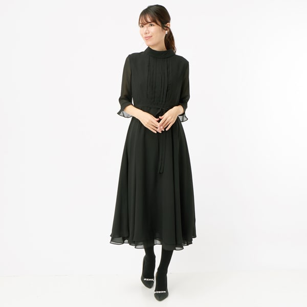 プレフェリール（PREFERIR）/ブラックフォーマルロールカラーワンピース