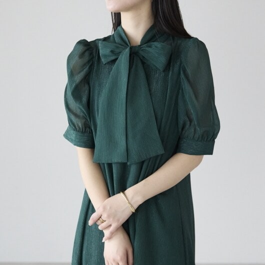 プレフェリール（PREFERIR）/ラメ楊柳Aラインワンピース