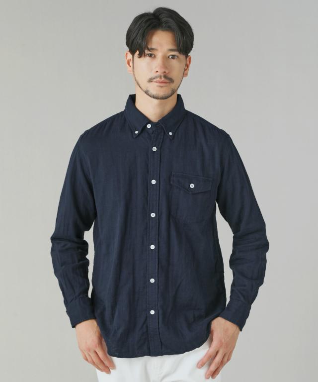 スプートニクス（SPUTNICKS）/国産コットン100％ダブルガーゼボタンダウン長袖シャツ