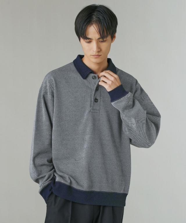 スプートニクス（SPUTNICKS）/＜Upscape Audience＞日本製ボンバーヒートツイード長袖ポロスウェットライク