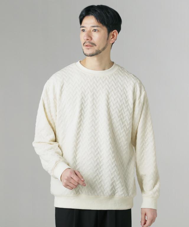 スプートニクス（SPUTNICKS）/＜ALLOWED TO UNFOLD＞ヘリンボーン柄ジャガード長袖スウェット