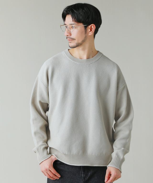 スプートニクス（SPUTNICKS）/リラックスフィット鹿の子編みクルーネックニット