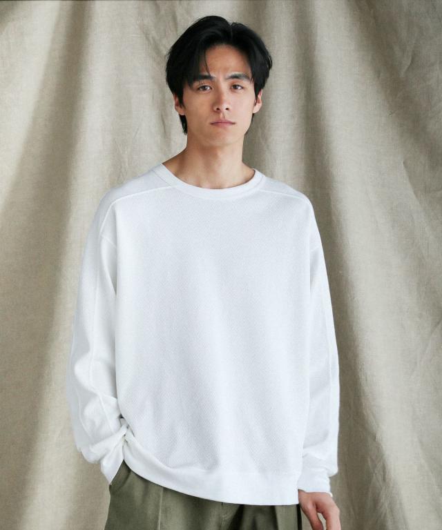 スプートニクス（SPUTNICKS）/【日本製】和歌山空紡糸ハニカムクルーネックミリタリー長袖ニットソー