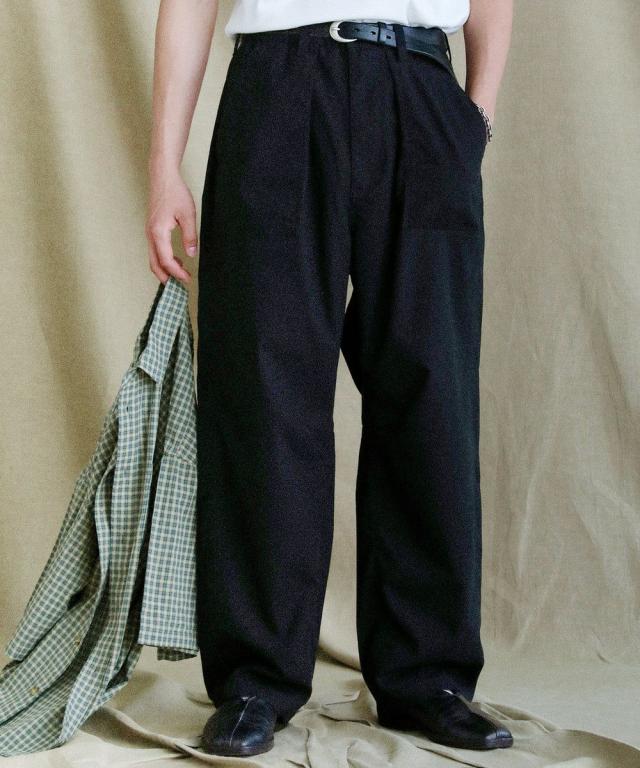 スプートニクス（SPUTNICKS）/綿麻ヴィンテージキャンバス　1タックベイカーカーブドイージーパンツ