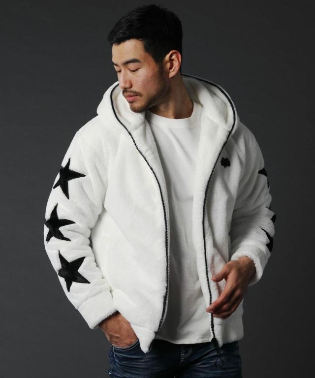 レジェス/＜LUXE/R＞シャギージップ袖星ラインフードジャケット