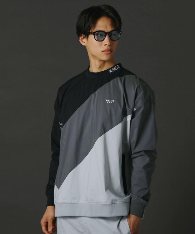 レジェス（REZES）/R/撥水加工ストレッチ布帛diagonal Color scheme  止水ZIPプルオーバー