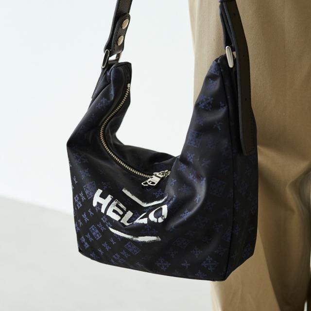 ラシット（russet）/ステンシル風プリント ナイロン2WAYミニショルダーバッグ(SF−270)