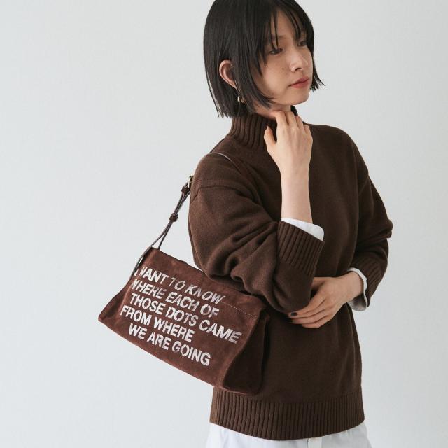 ラシット（russet）/ステンシルデザインスエード横長ショルダーバッグ(CE−1640)