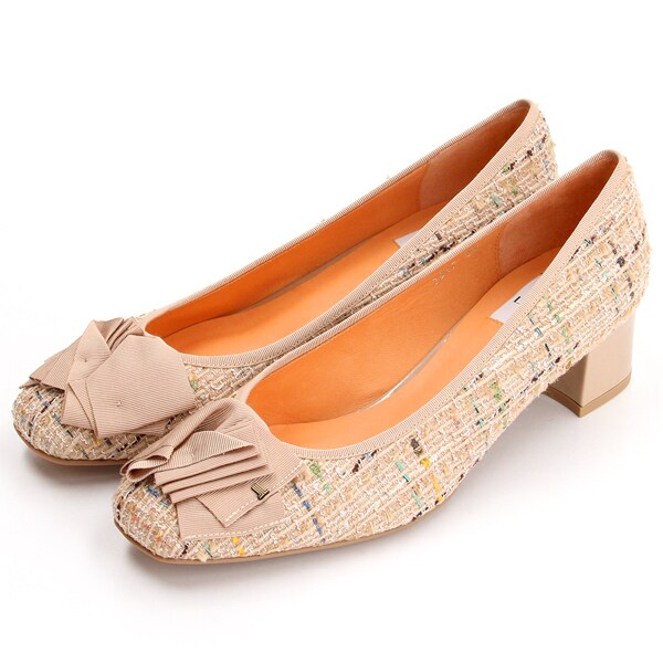 ランバン オン ブルー（LANVIN en Bleu）/スクエアトゥたたみリボンパンプス