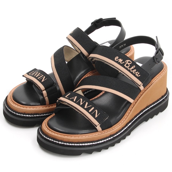 ランバン オン ブルー（LANVIN en Bleu）/ロゴストラップウェッジヒールサンダル