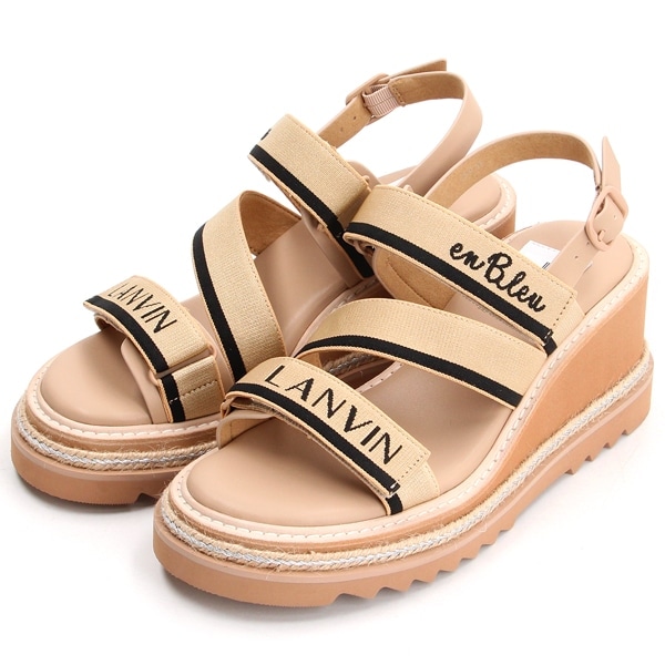 ランバン オン ブルー（LANVIN en Bleu）/ロゴストラップウェッジヒールサンダル
